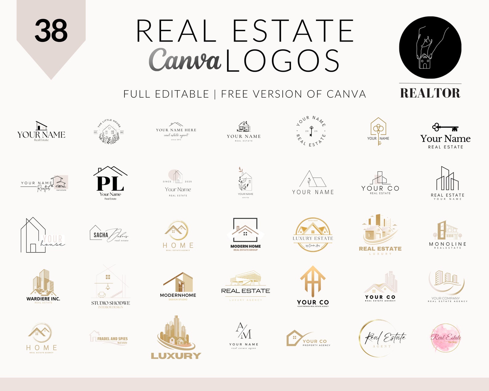 Editable Real Estate Logos: Realtor Branding Templates (edit in Canva ...