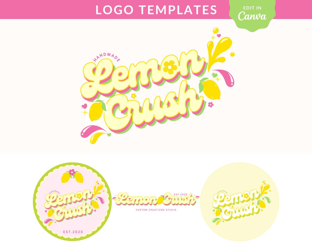 Retro Lemon Logo Design Template: DIY Editable Business Branding (canva ...