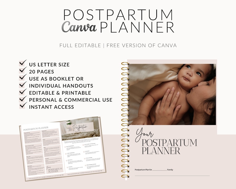 Postpartum Planning Workbook: Doula Client Handouts, Canva Template ...