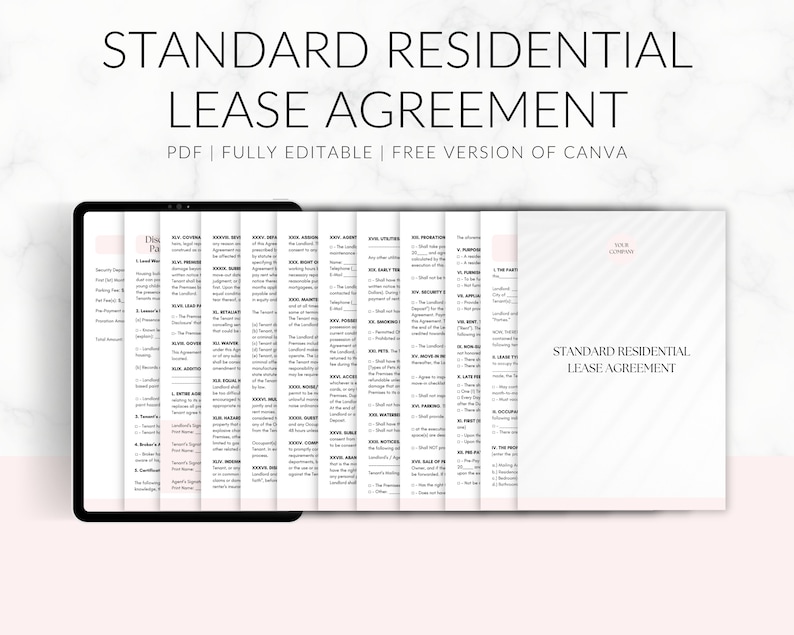 Standard Residential Lease Agreement, Fixed Term Rental Contract ...