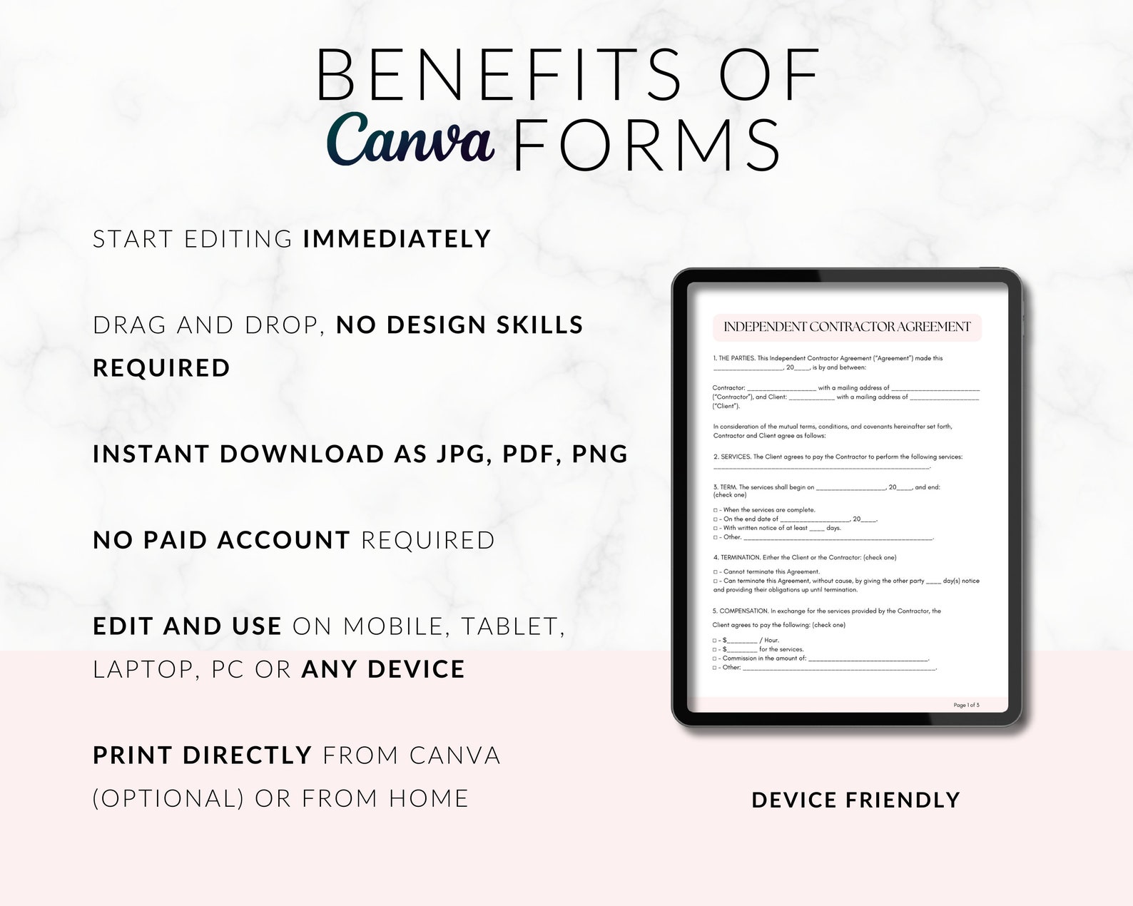 Independent Contractor Agreement, Short Version, Legal Document, 1099 ...