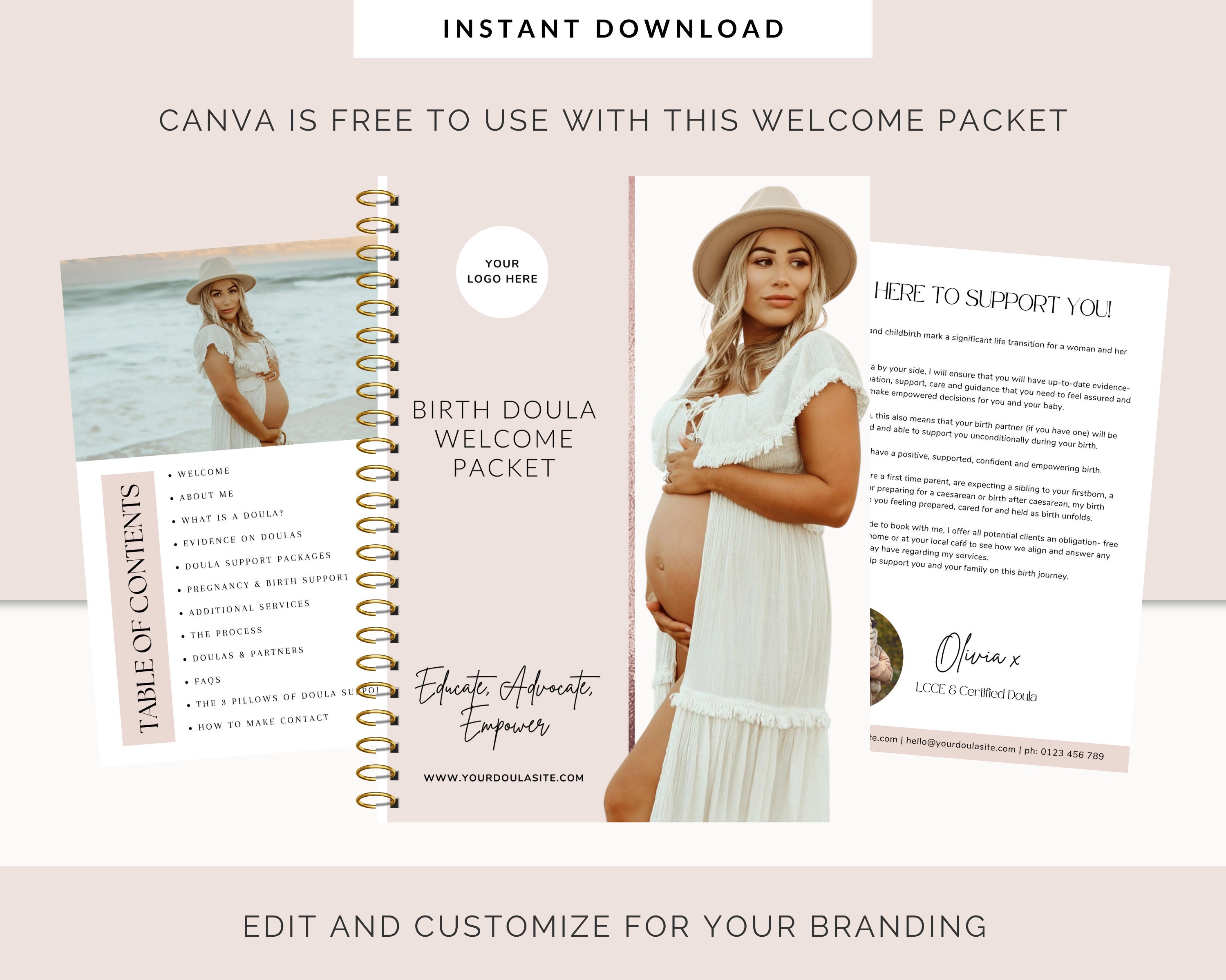 Doula Birth New Client Welcome Packet, Birthing Doula Welcome Guide ...