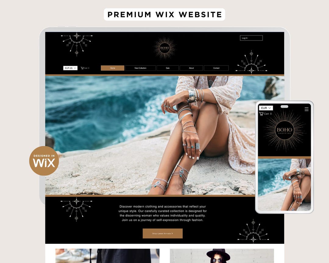 Boho Wix E-commerce Website Template: Online Store Design - Etsy