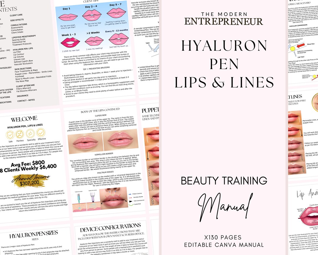 Hyaluron Pen LIP Fillers Training Manual, Hyaluron Pen Training Guide ...