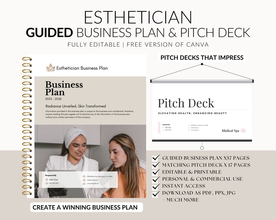 Esthetician Guided Business Planner and Pitch Deck, Beauty Professional ...