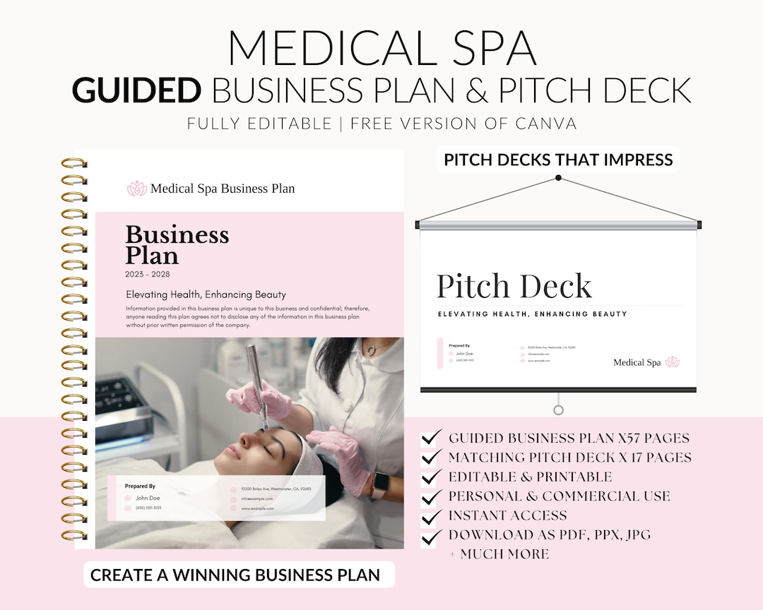 Medspa Business Planner & Pitch Deck: Canva Template (digital Download ...