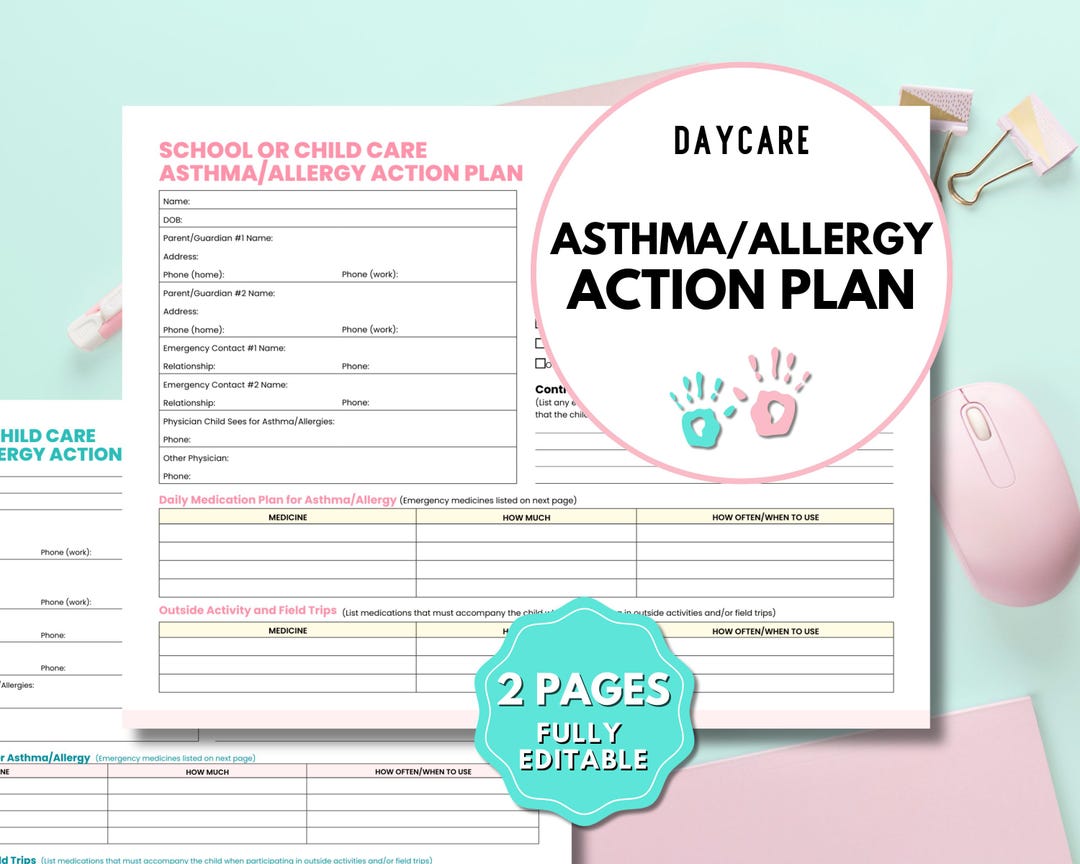 Asthma and Allergy Action Plan Templates, Teacher Resources, School ...