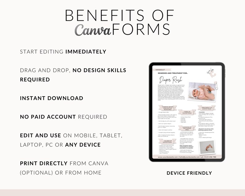 Diaper Rash Handout, Postpartum Handout Template, Doula Handouts ...