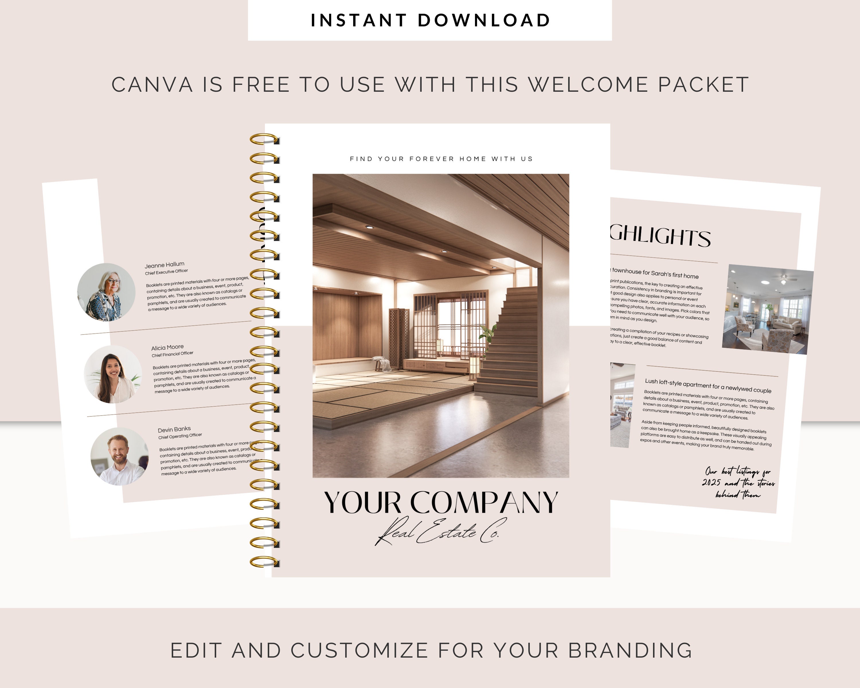 Real Estate Corporate Booklet: Realtor Marketing Template (canva Edit ...