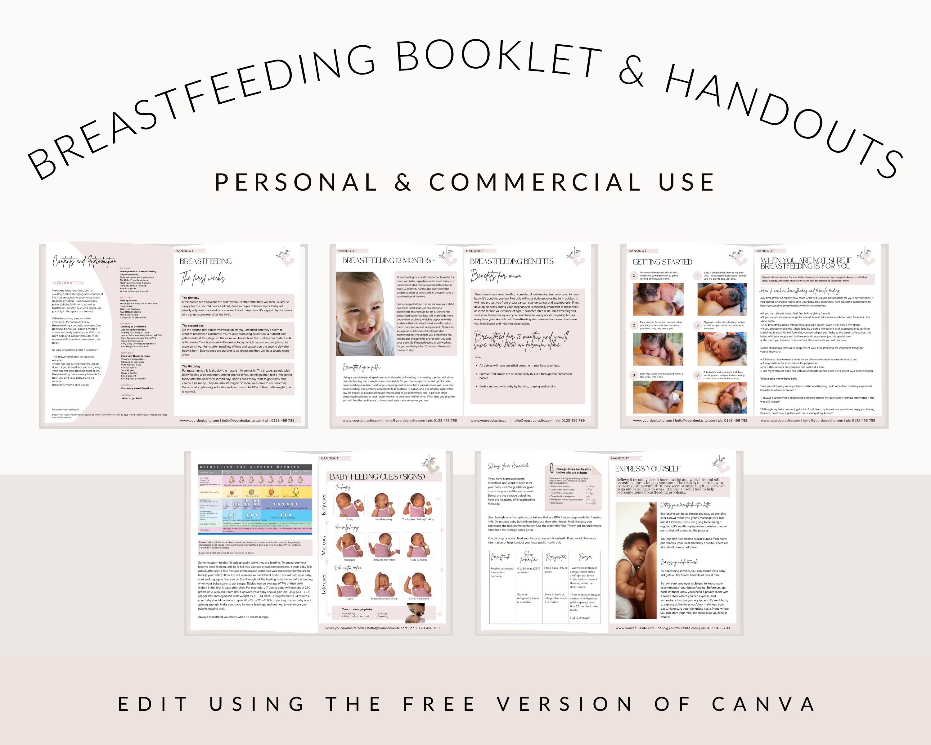 Breastfeeding Guidebook: Doula Client Handouts, Edit in Canva (digital ...