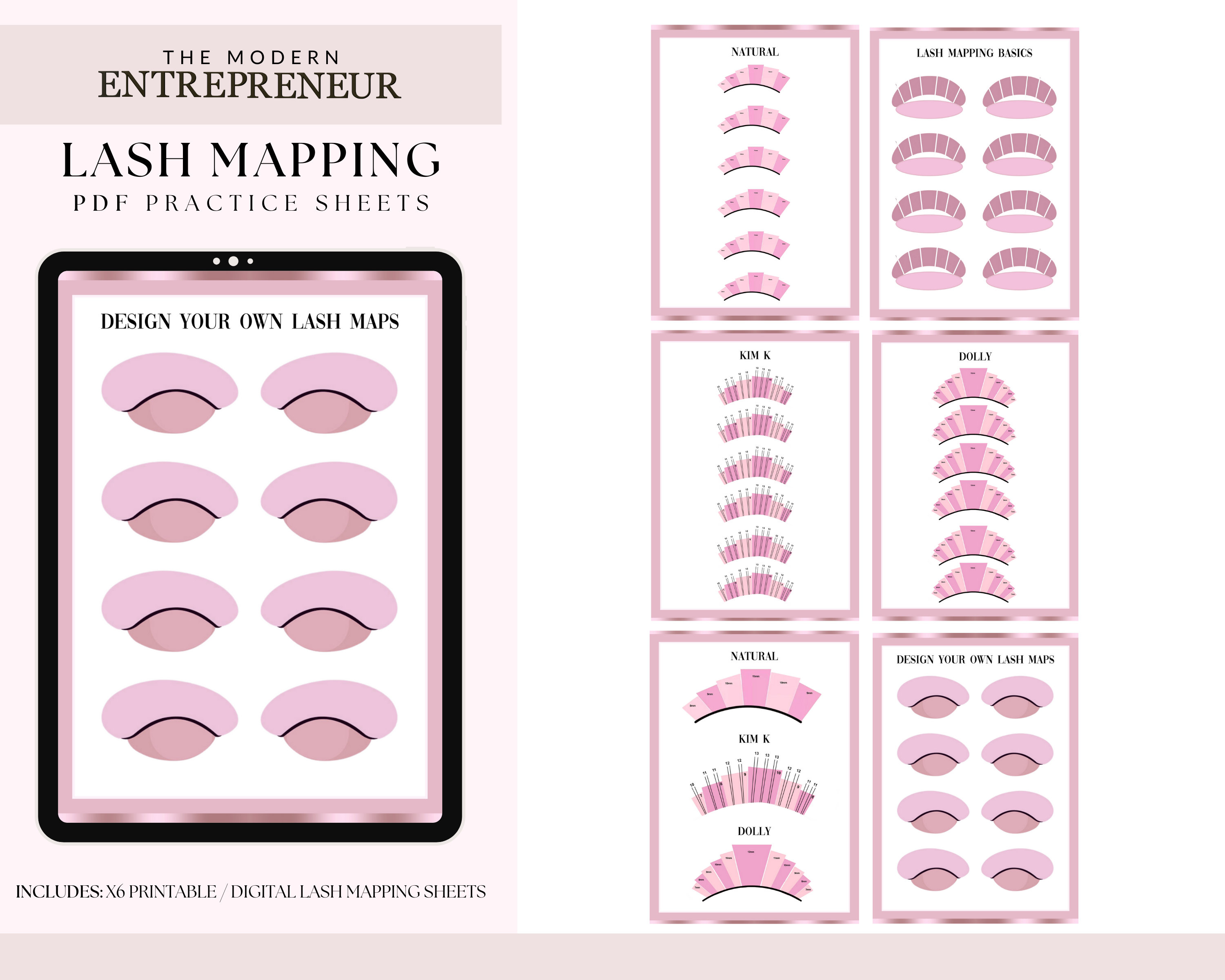 Lash Map Printables: Eyelash Extensions Training Resource (PDF X6 Pages ...