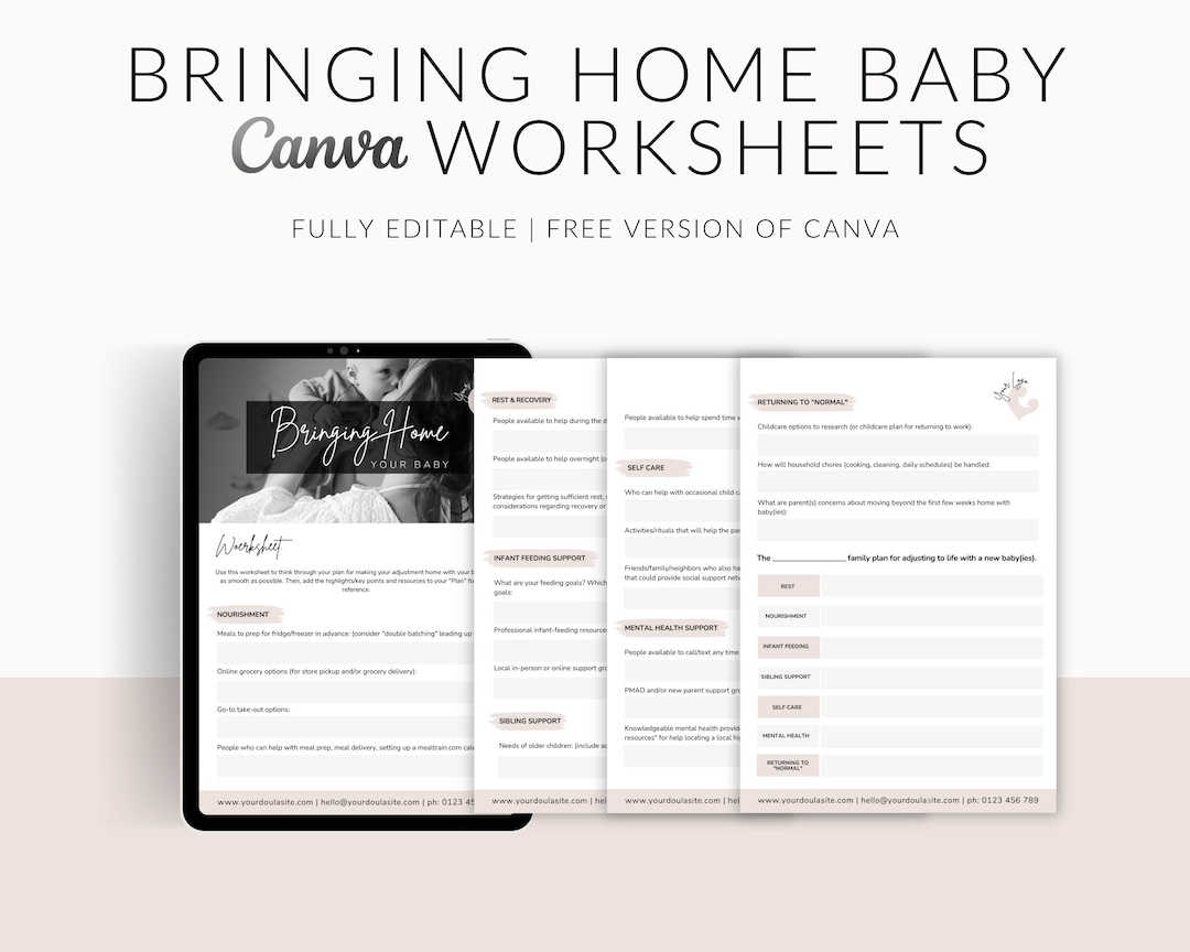 Bringing Home Baby Worksheets, Postpartum Handout Templates, Postpartum ...