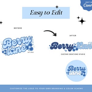 Retro Blue Logo Design Template: DIY Editable Business Logo (digital ...