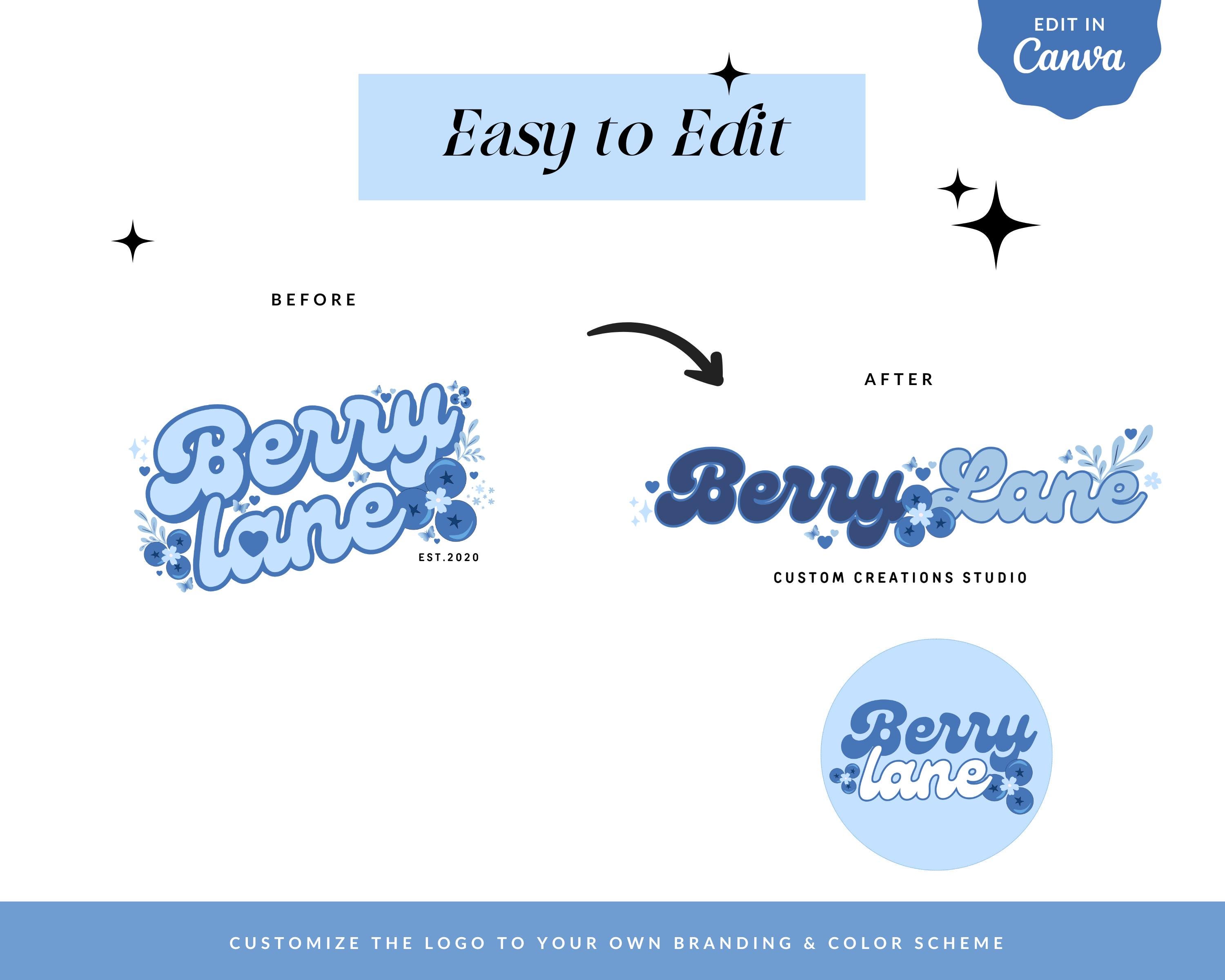 Retro Blue Logo Design Template: DIY Editable Business Logo (digital ...