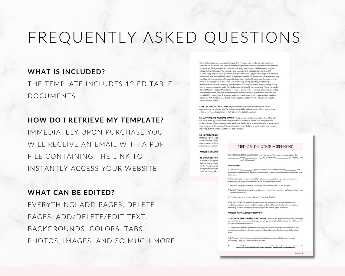 Medical Director Agreement Template: Editable Contract (canva) - Etsy