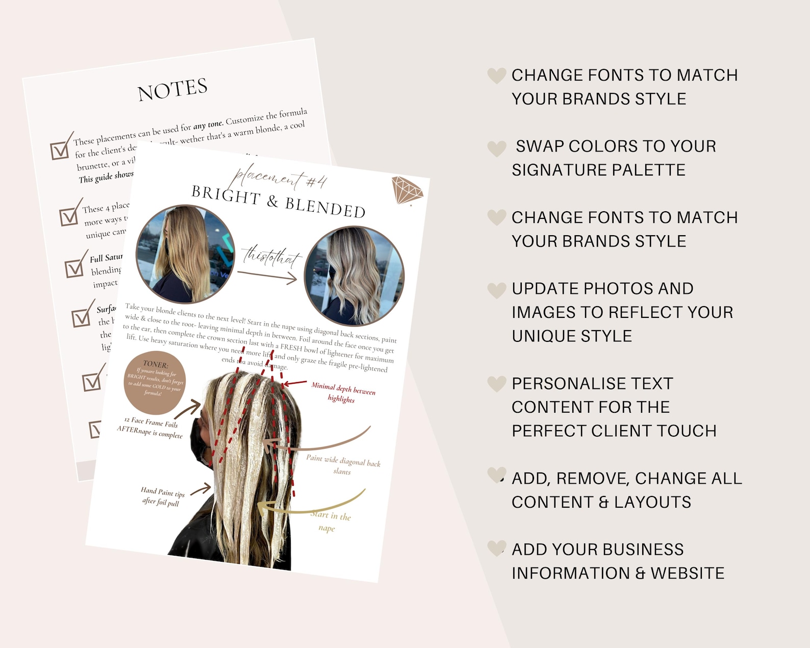 Blonde Balayage Student Class Handouts: Editable Canva Template (PDF ...