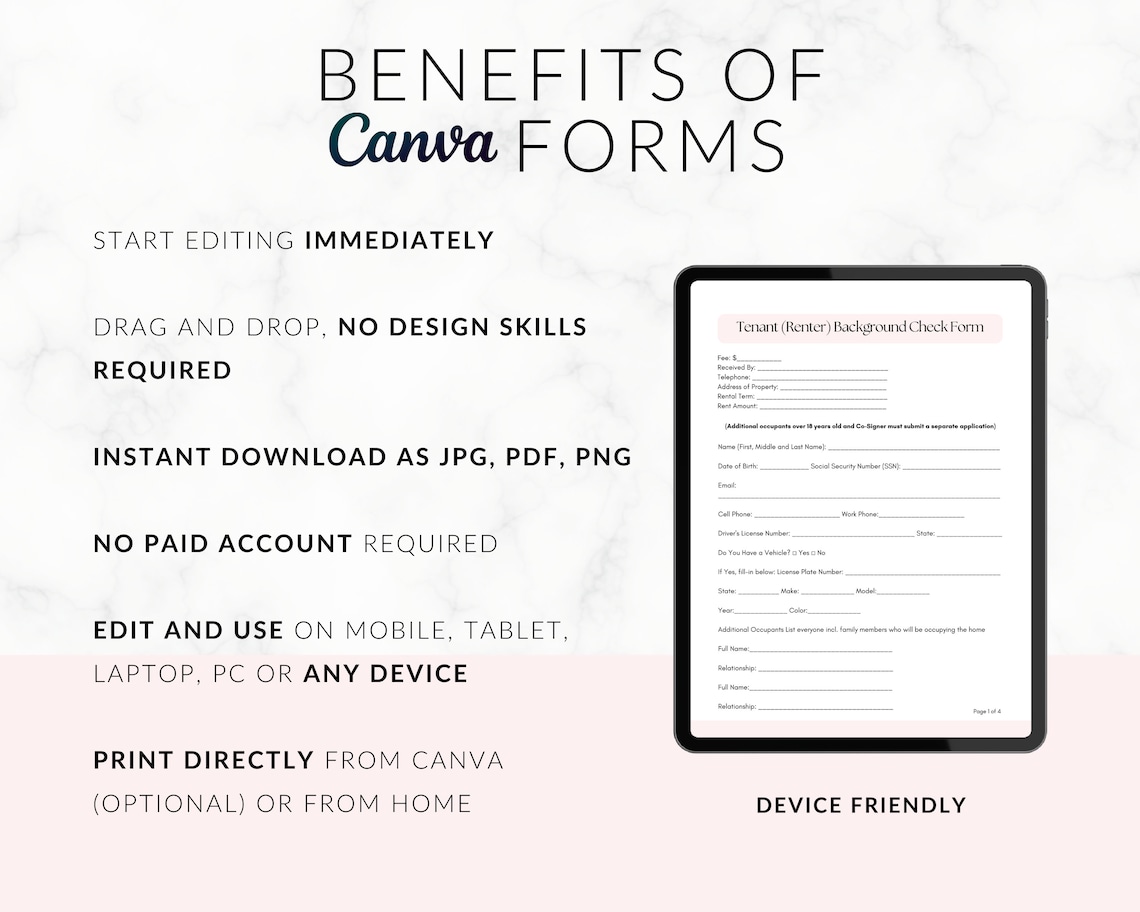 Tenant Background Check Form: Landlord Authorization (canva Template ...