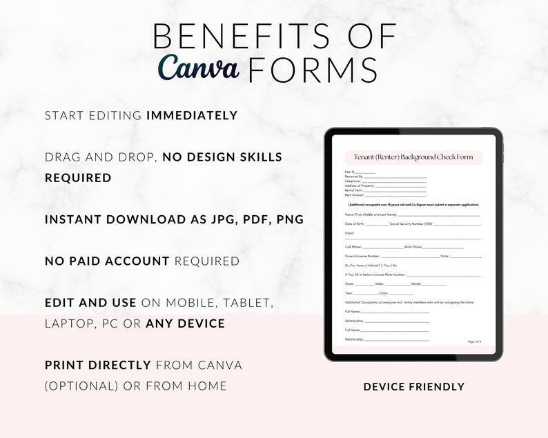 Tenant Background Check Form: Landlord Authorization (canva Template ...