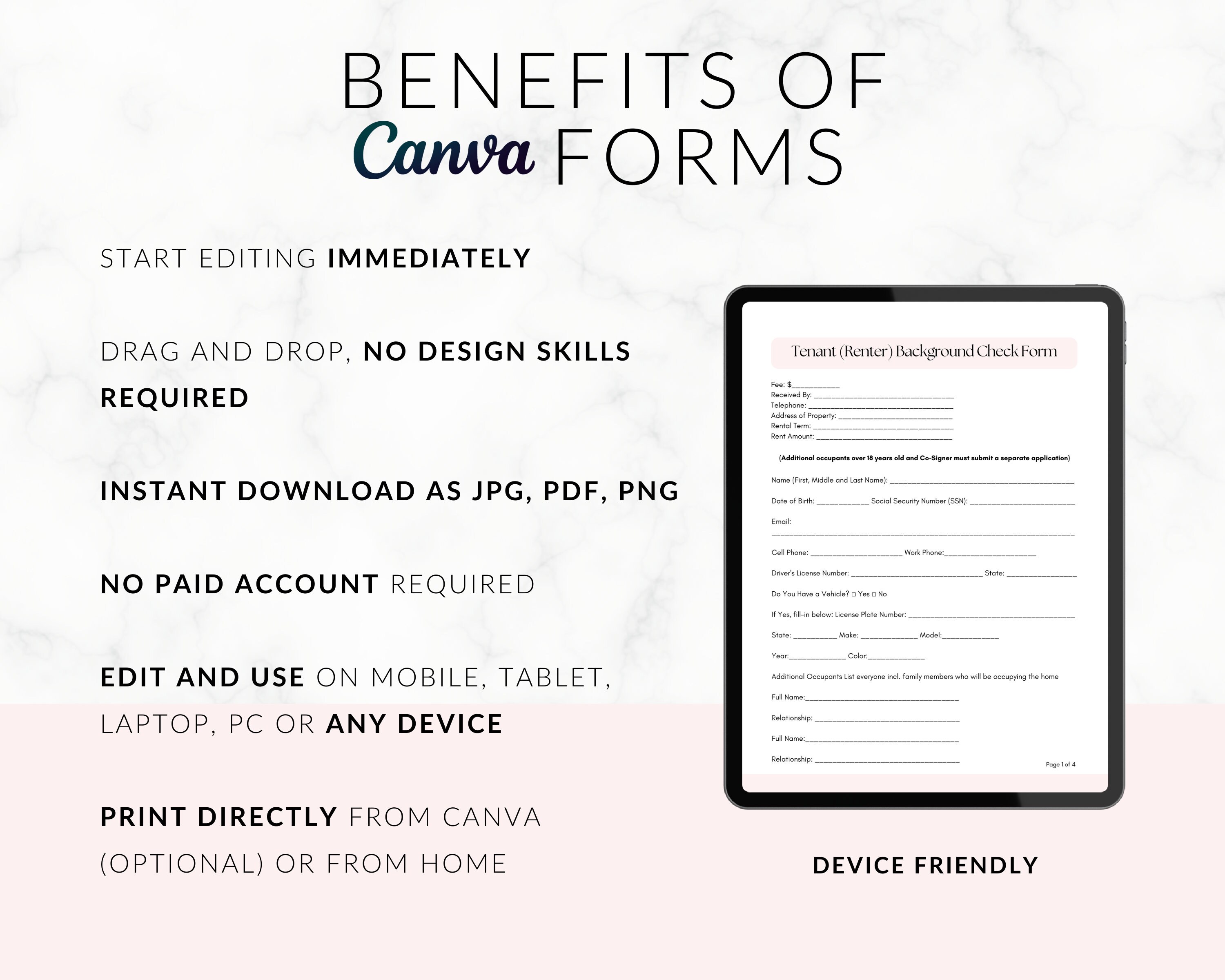 Tenant Background Check Form: Landlord Authorization (canva Template ...