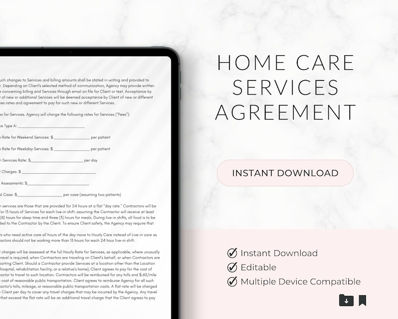 Home Care Services Agreement Template: Editable Client Contract (canva ...