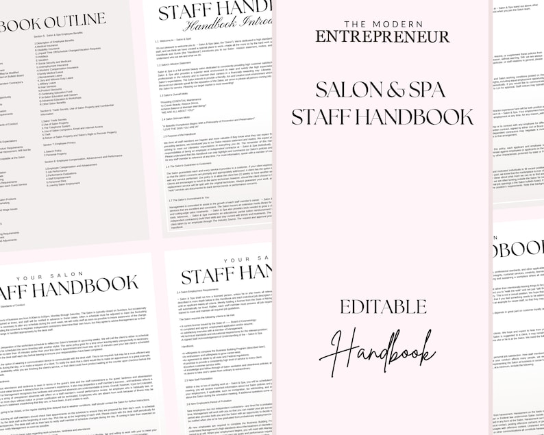 Salon & Spa Staff Handbook: Editable Employee Guide (canva) - Etsy