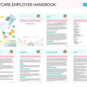 Daycare Employee Handbook- Childcare Staff Handbook, Preschool Employee ...