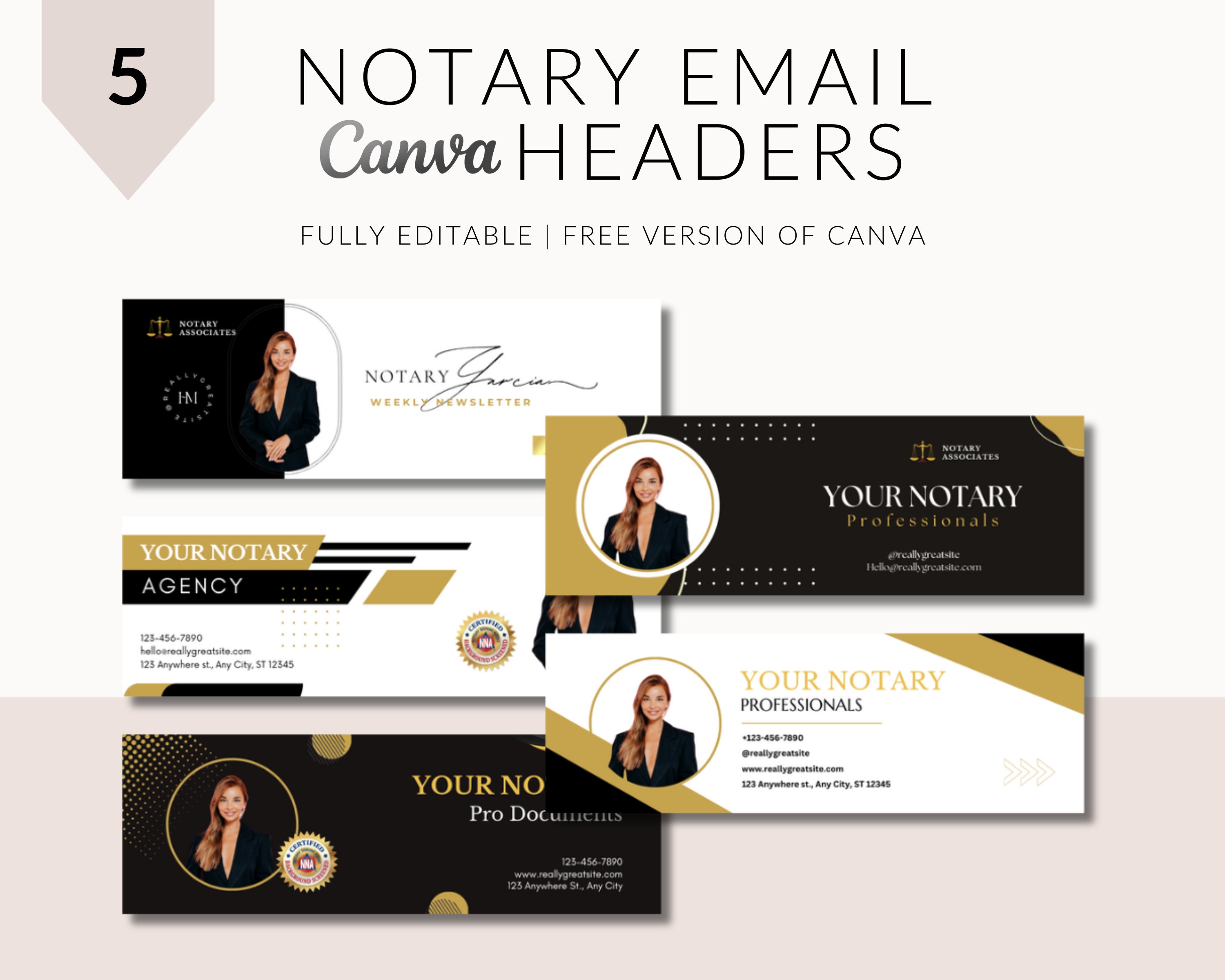 Notary Email Header Templates: Canva Editable (600x200px) - Etsy