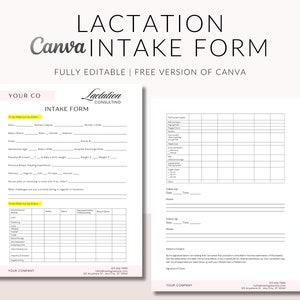 Lactation Consultation Intake Form, Doula Business, Doula Forms, Doula ...