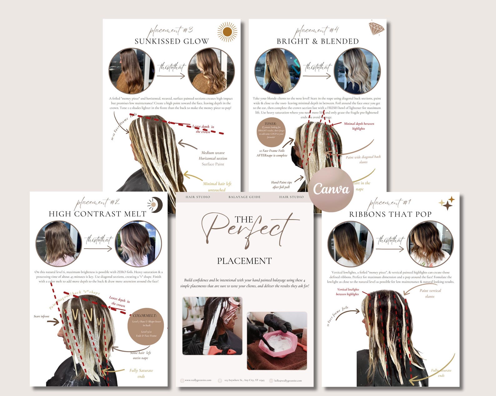 Blonde Balayage Student Class Handouts: Editable Canva Template (PDF ...