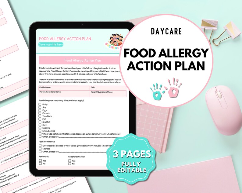 Daycare Food Allergy Action Plan Templates, Teacher Resources, Infant ...
