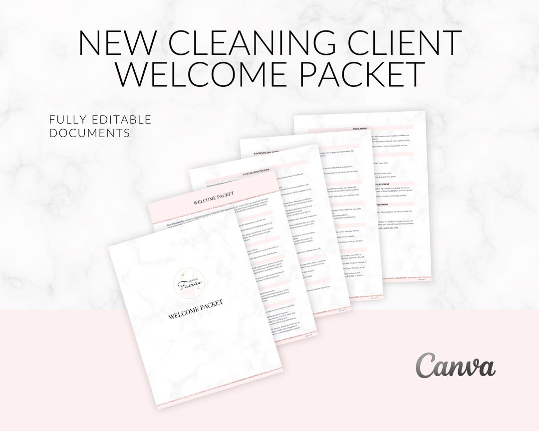 Cleaning Client Welcome Packet: Editable Canva Template - Etsy