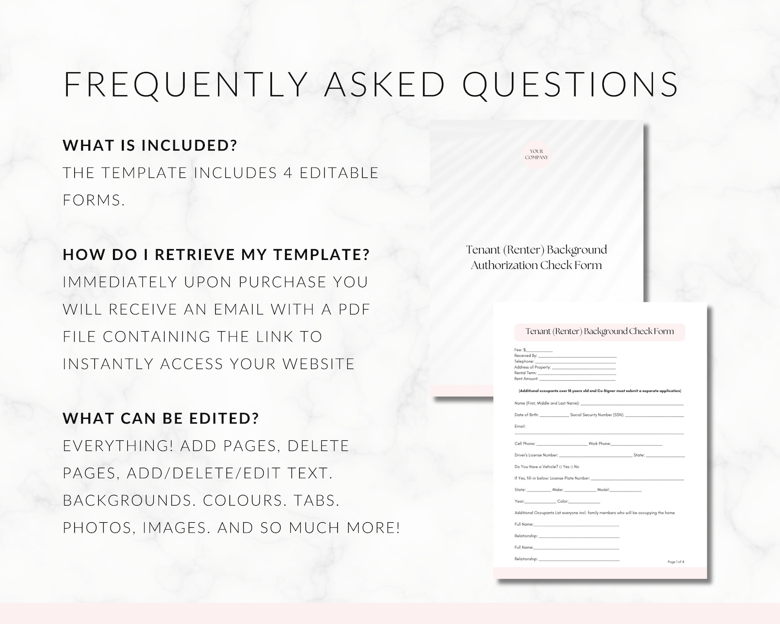 Tenant Background Check Form: Landlord Authorization (canva Template ...