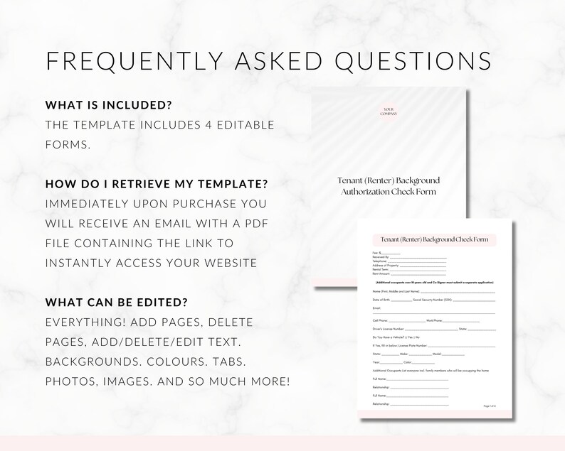 Tenant Background Check Form: Landlord Authorization (canva Template ...