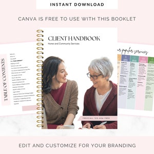 Home Care Client Handbook: Editable Canva Template (US Letter) - Etsy