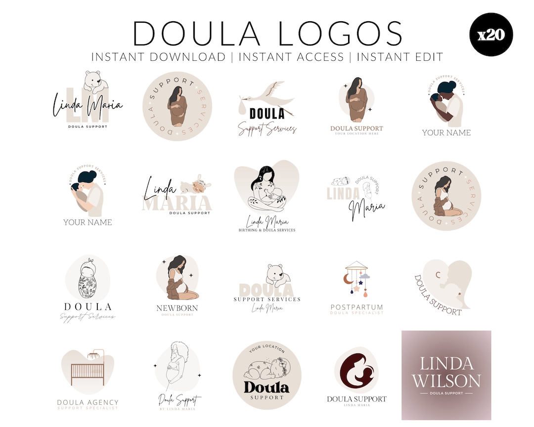 Doula Services Logo Templates: Editable Branding Designs (canva) - Etsy