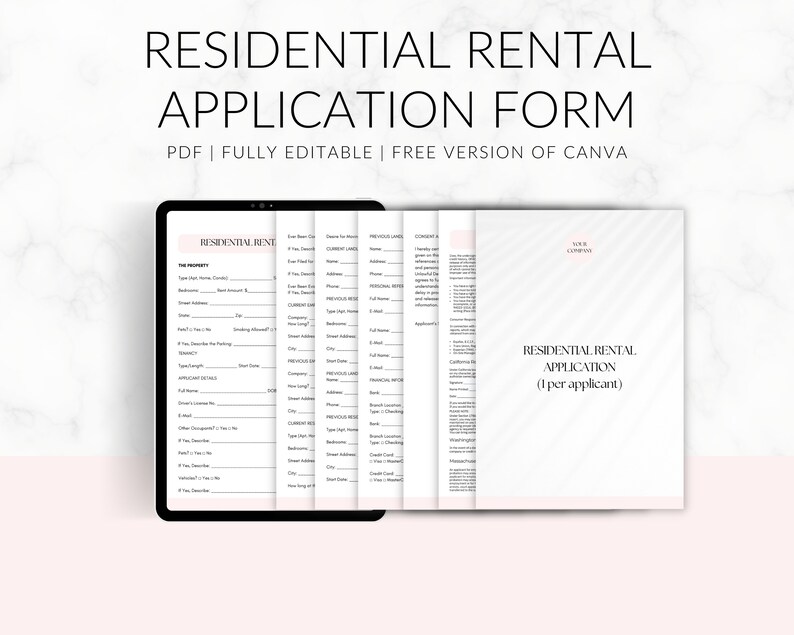 Residential Rental Application Form, Landlord, Tenant, House Rental ...