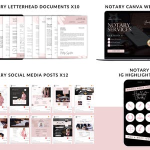 Notary Branding Bundle: Website & Marketing Templates, Blush Pink (edit ...