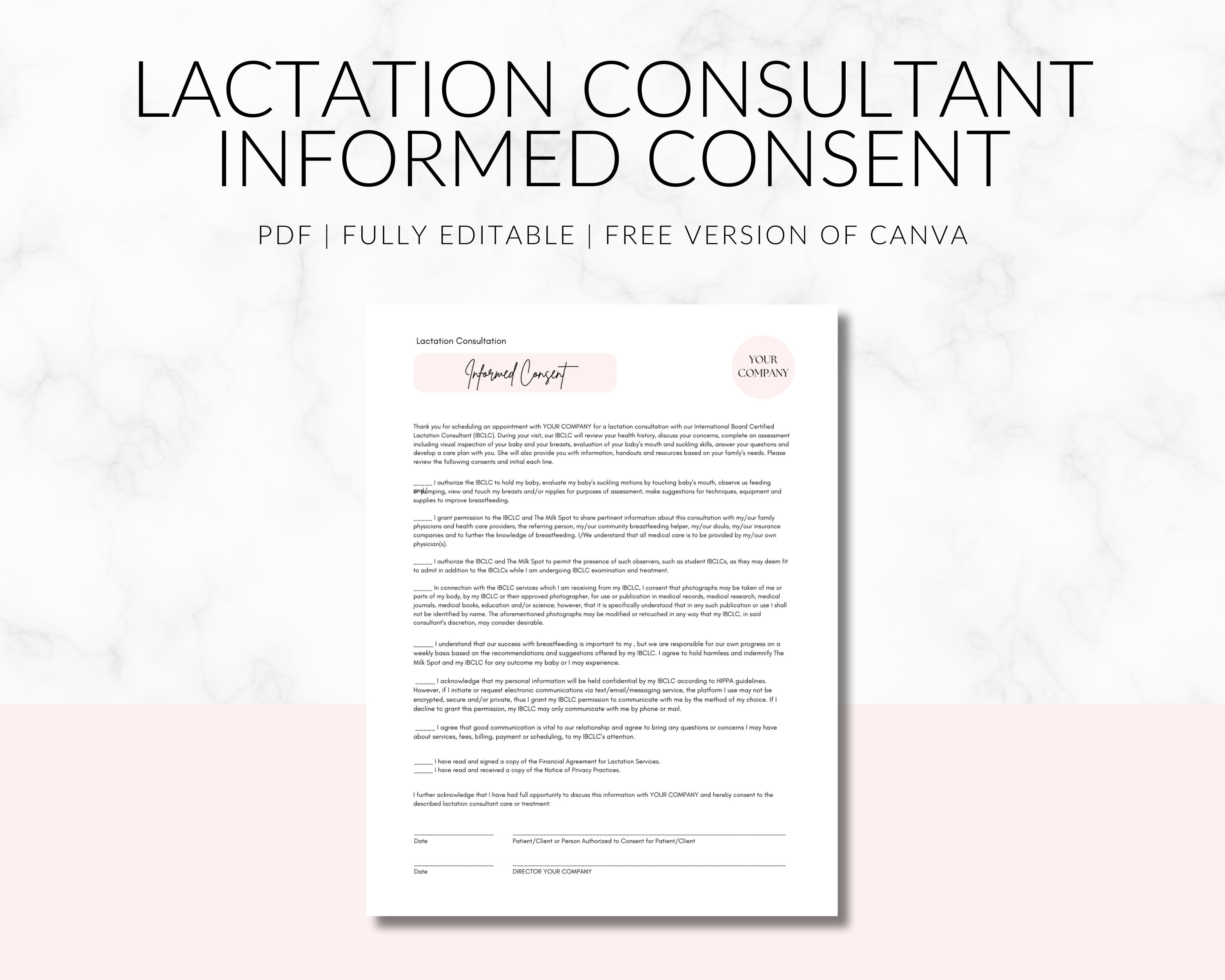IBCLC Informed Consent Form, Lactation Consultant Template, Contract ...