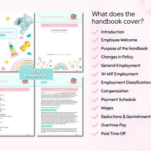 Daycare Employee Handbook- Childcare Staff Handbook, Preschool Employee ...