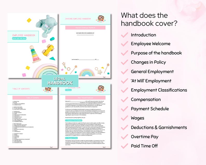 Daycare Employee Handbook: Editable 21-page Staff Guide (canva Template ...