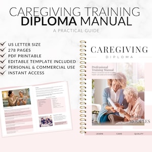 Caregiving Diploma Training Course Manual: Editable Canva Template (PDF ...