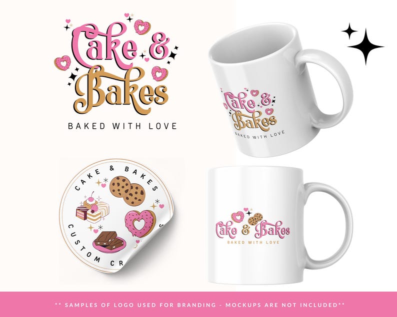 Editable Bakery Logo Design: Cake & Bakes Branding (canva Instant ...