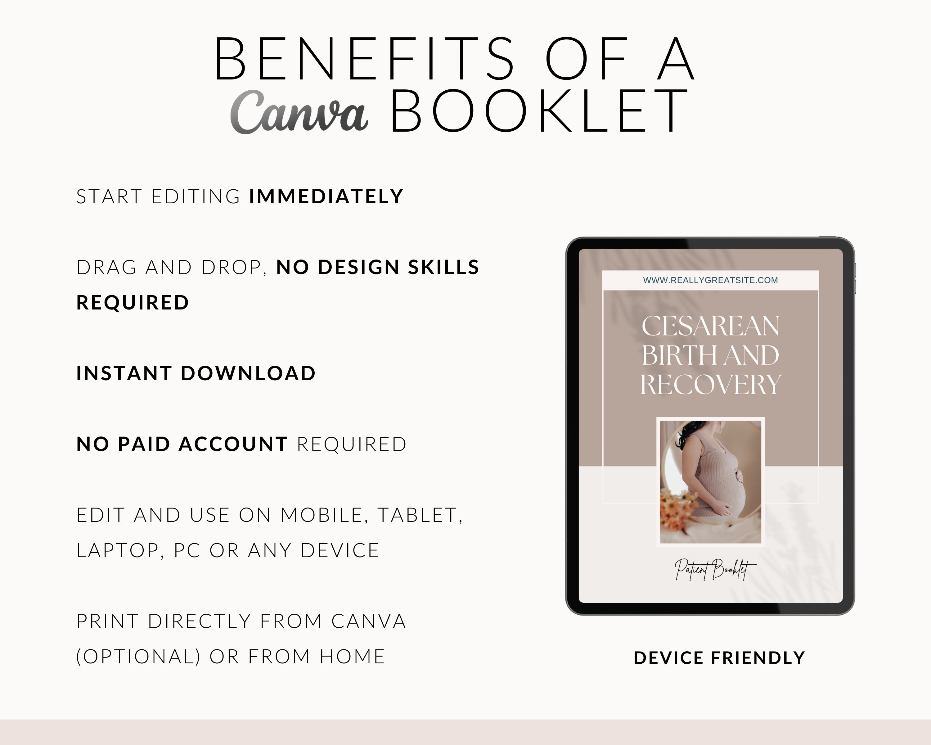 Cesarean Birth & Recovery Booklet, Doula Handout, Doula Client ...