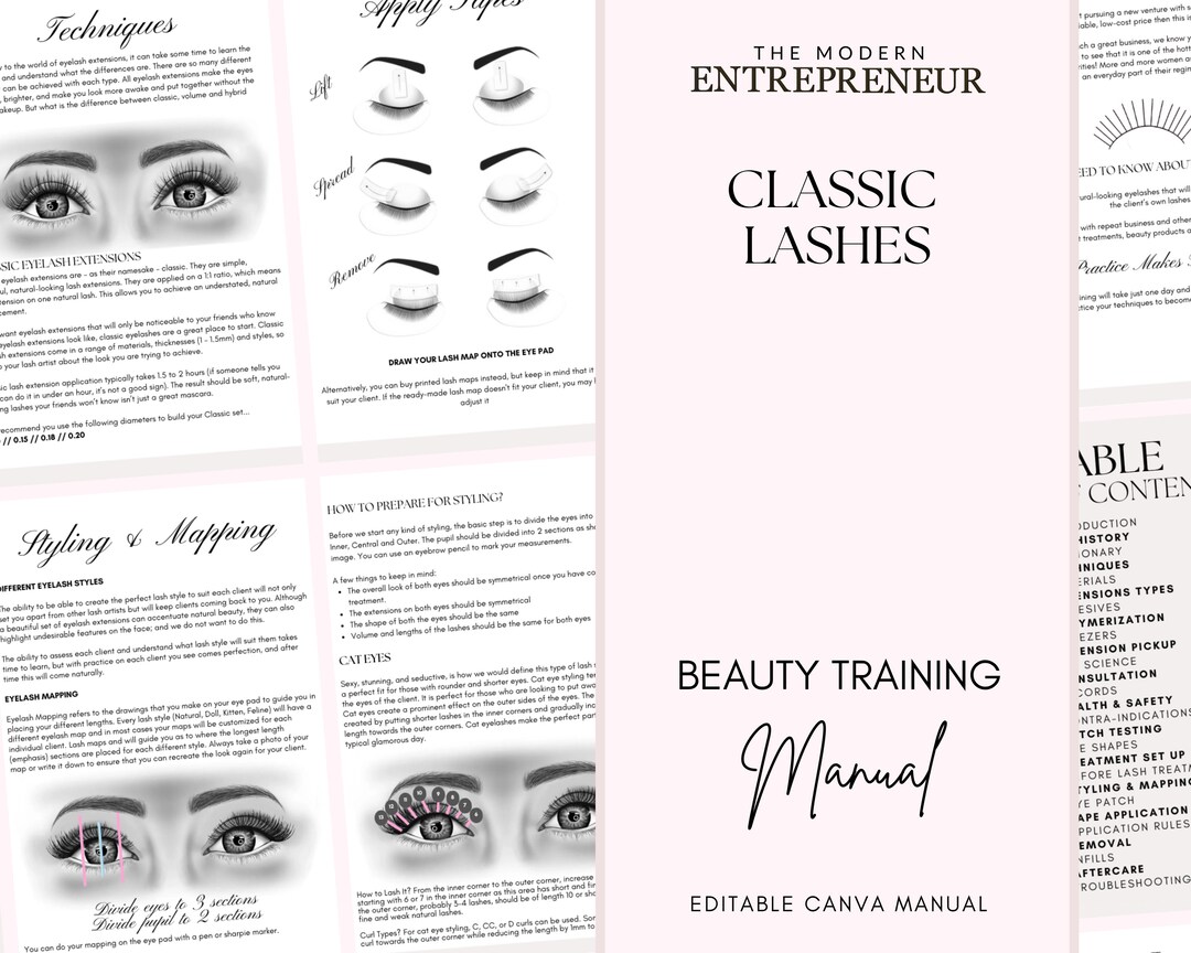 Classic Lash Extensions, Classic Lashes Training Manual, Eyelash Guide ...