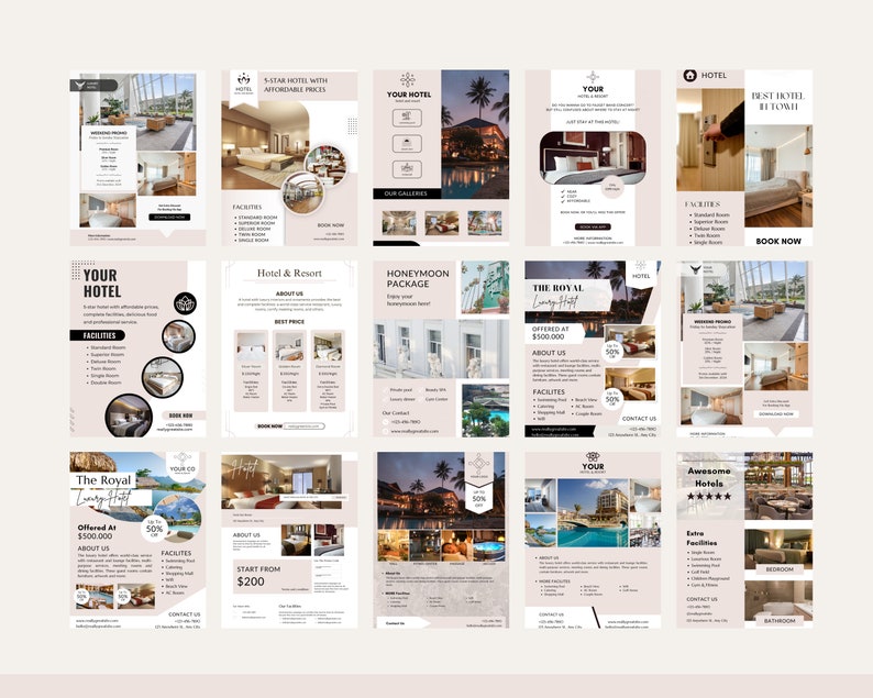 Hotel Flyer Templates, Editable, Printable, Hotel Business, Hotel ...