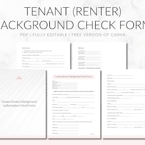 Tenant Background Check Form: Landlord Authorization (canva Template ...