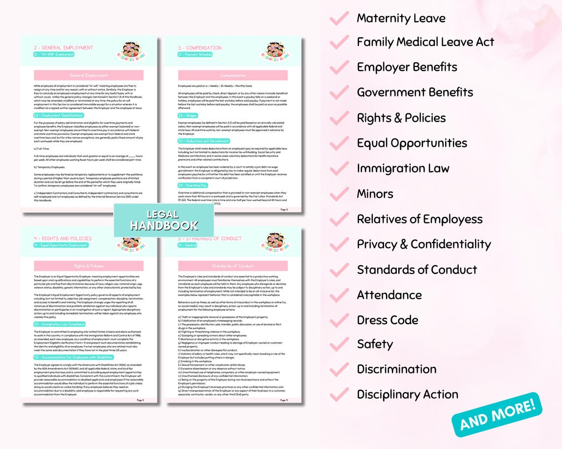 Daycare Employee Handbook: Editable 21-page Staff Guide (canva Template ...