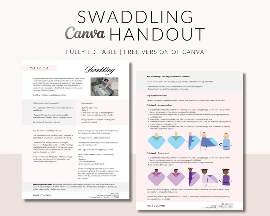 Swaddling Baby Forms, How To, Fact Sheet, Doula Business, Doula Forms ...