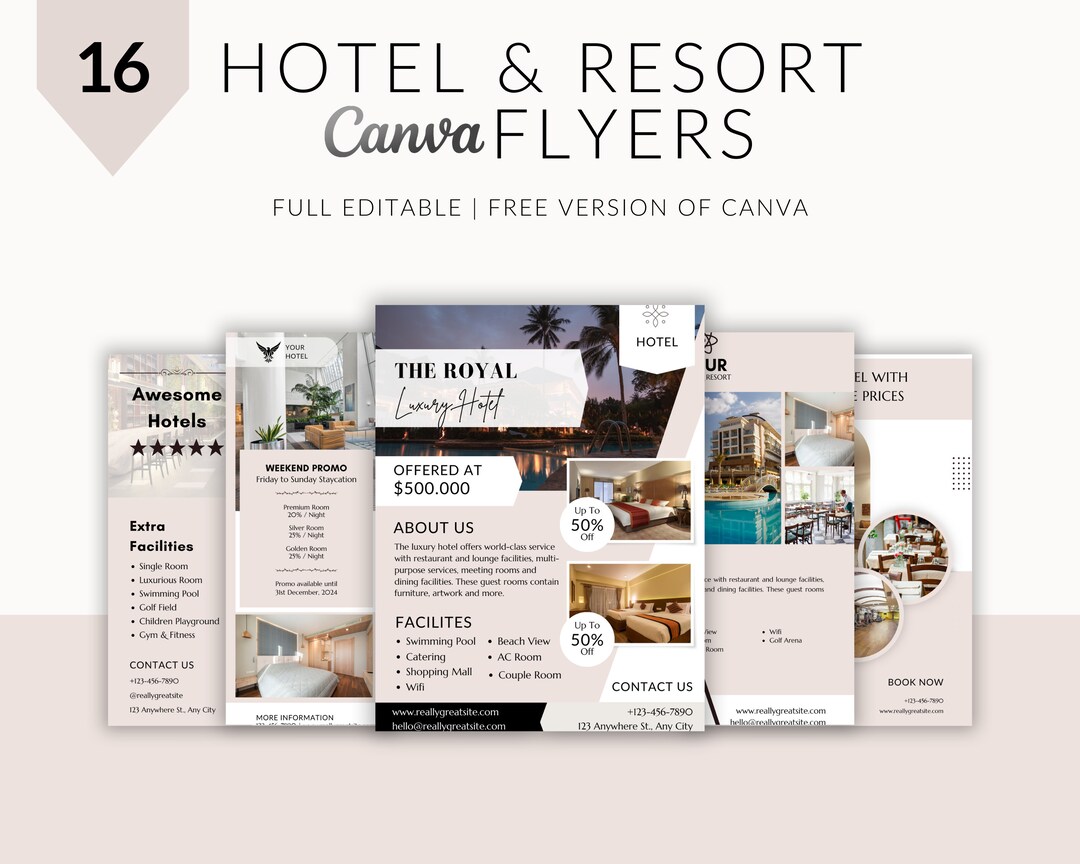Hotel Flyer Templates, Editable, Printable, Hotel Business, Hotel ...