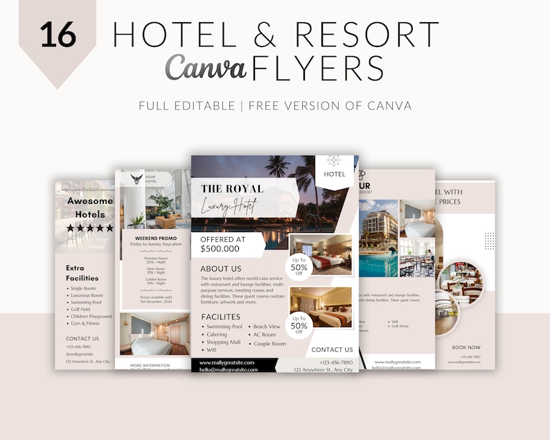 Hotel Flyer Templates, Editable, Printable, Hotel Business, Hotel ...
